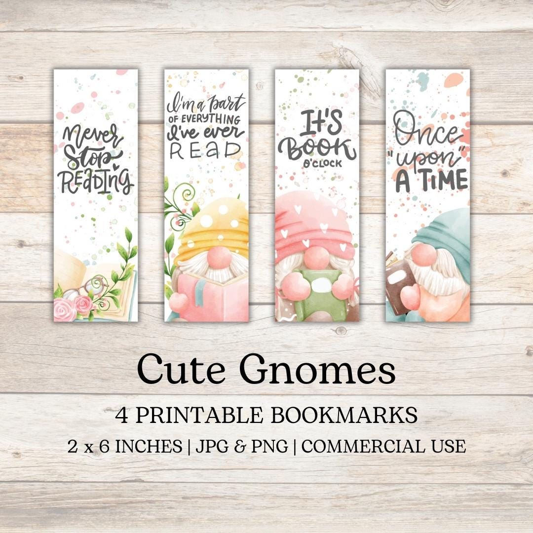 Gnome Printable Bookmarks|digital Download JPG Bookmark Sheets|kids ...