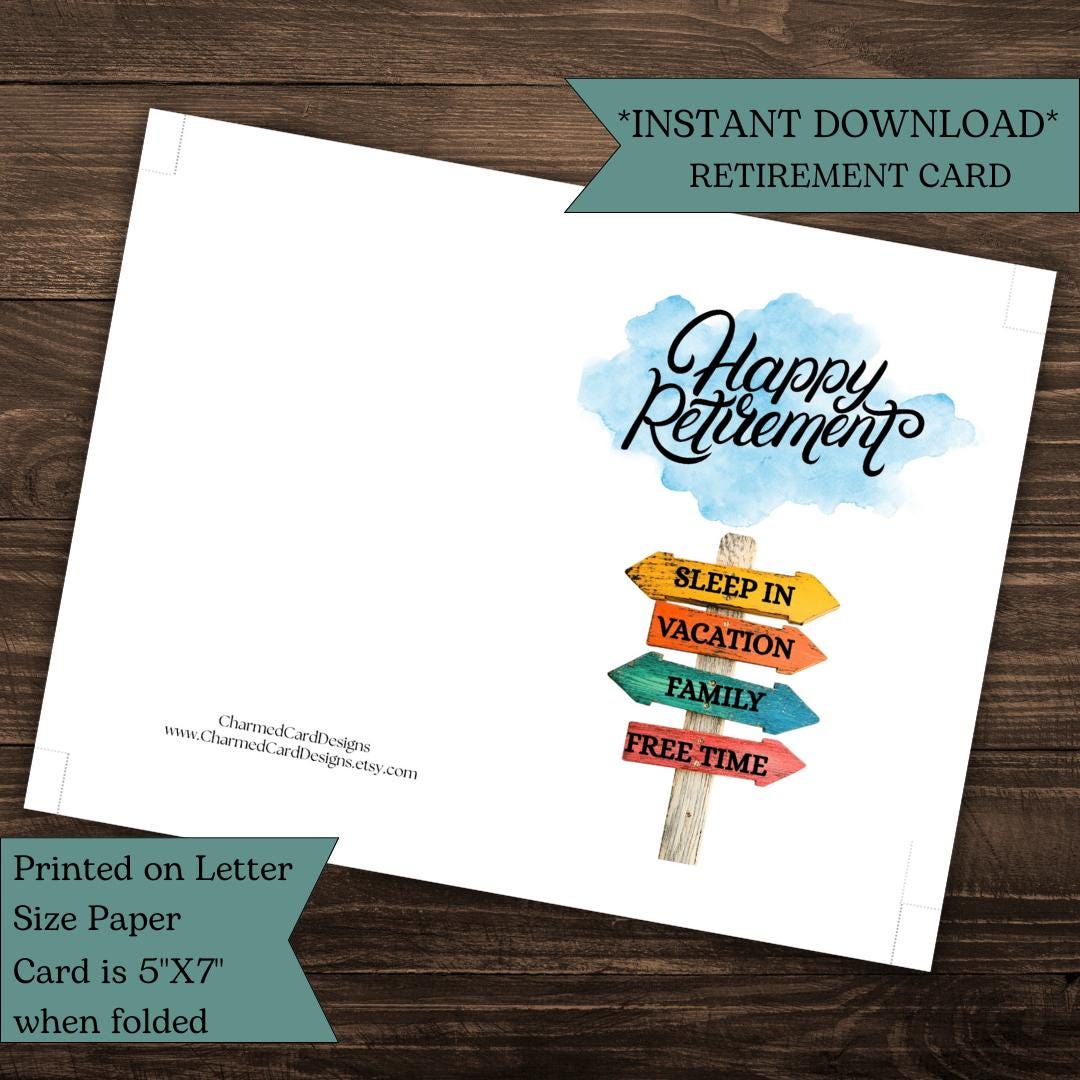 Printable Retirement Card | Blank Retirement Card | Retirement Card ...