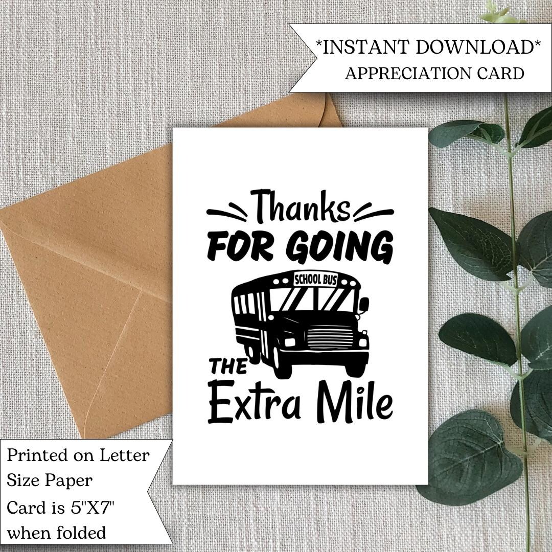 Thank You Card for School Bus Driver Appreciation | Downloadable ...