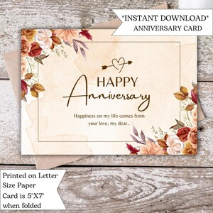 Happy Anniversary Card Printable | Romantic Card for Spouse or Partner ...