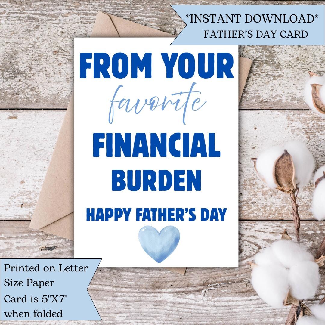 Funny Father's Day Card From Daughter Printable, Fathers Day Card From ...