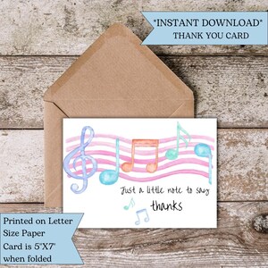 Printable Music Teacher Thank You Card | Music Notes Appreciation Card ...