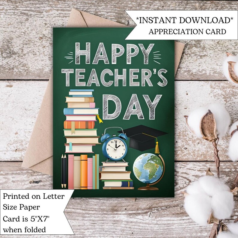 Teacher Appreciation Card Printable | Happy Teacher's Day Digital Card ...