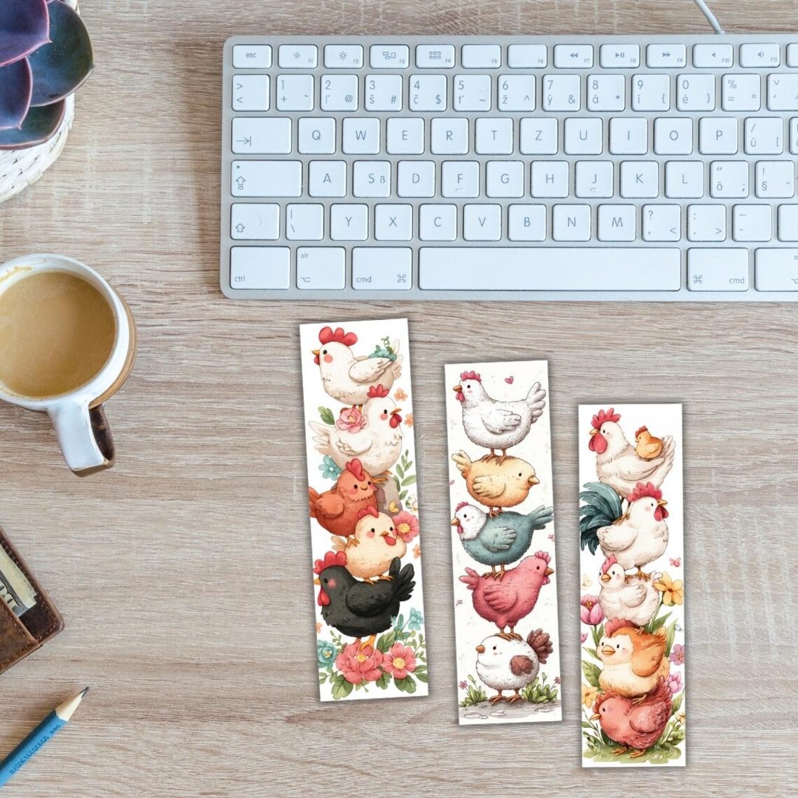 Funny Chicken Bookmarks Printable Set | Farm Animal Bookmark Bundle ...