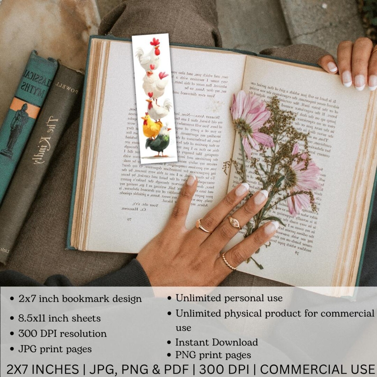 Funny Chicken Bookmarks Printable Set | Farm Animal Bookmark Bundle ...