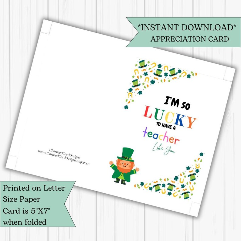 Printable Teacher Appreciation Card | Lucky to Have You Card | Teacher ...