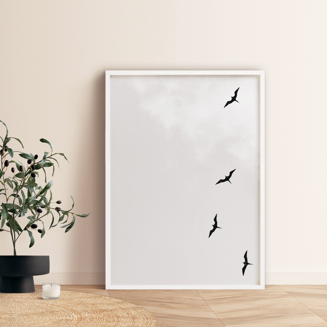 Birds Flying Print: Black and White Birds Flying, Large Wall Art, 'iwa ...