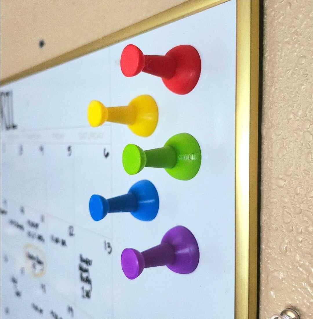 Jumbo Oversized Push Pin Magnets in Classic Rainbow Colors Set of 5x 3d ...