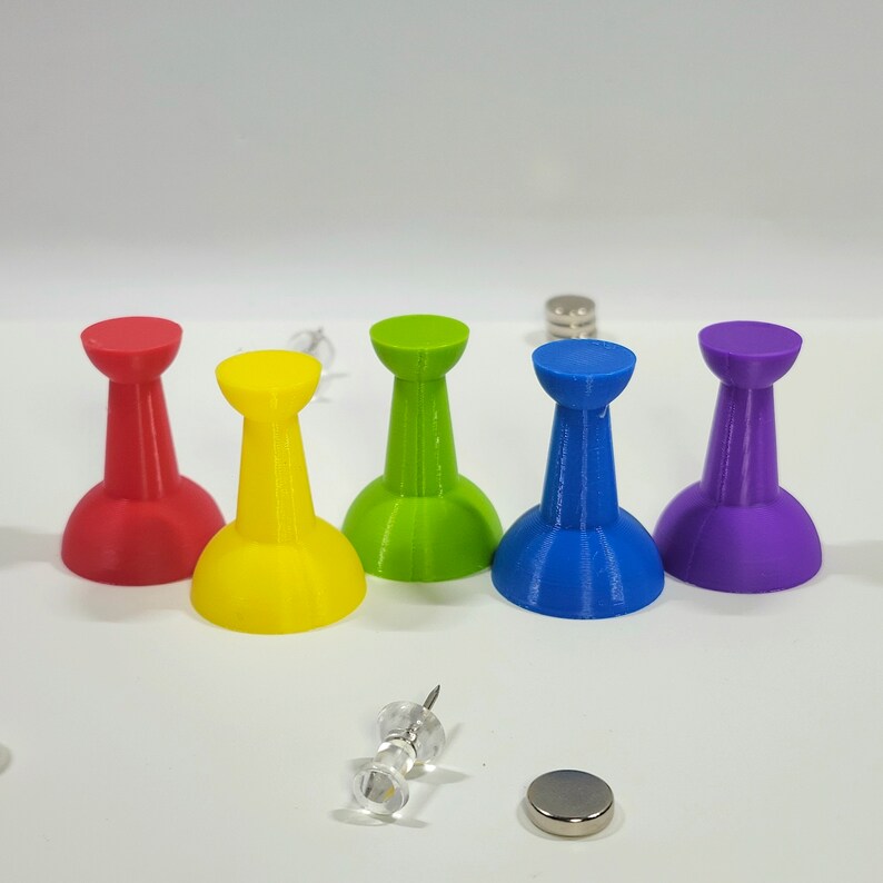 Jumbo Oversized Push Pin Magnets in Classic Rainbow Colors Set of 5x 3d ...