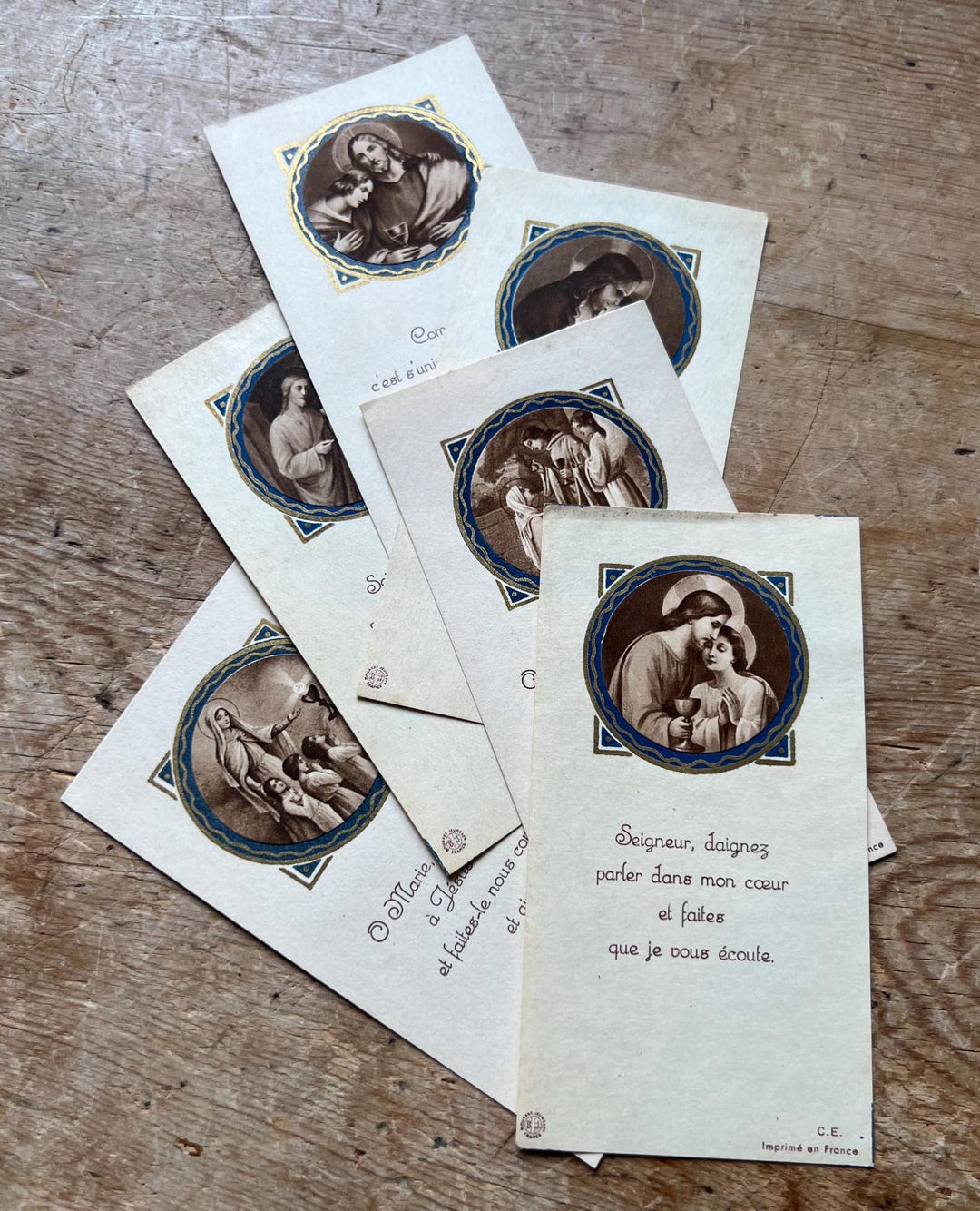 Antique French Catholic Ephemera / Set of Six (6) Prayer Cards - Etsy