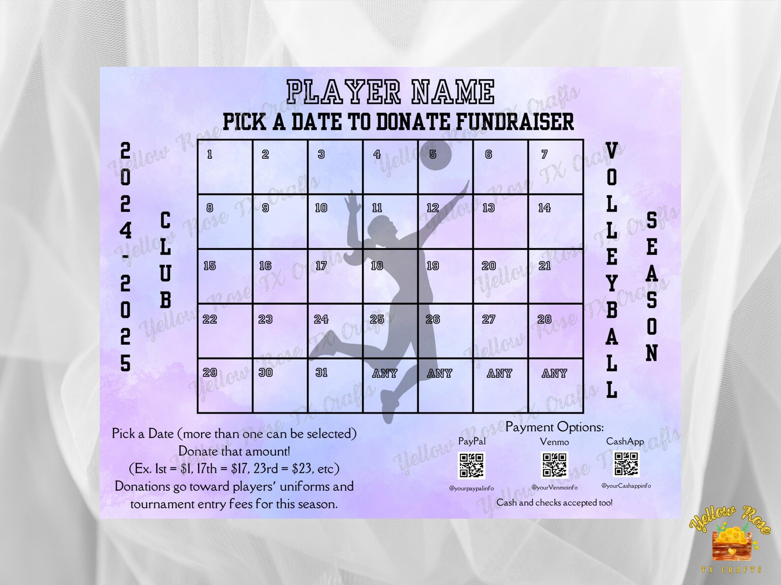 Pick a Date Volleyball Fundraiser - Volleyball Calendar Fundraiser ...