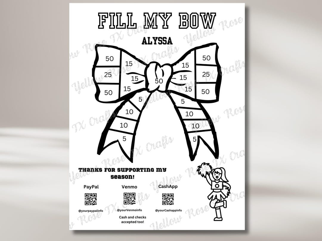 Help My Cheerleader Fundraiser - Cheer Bow Template - Help My ...