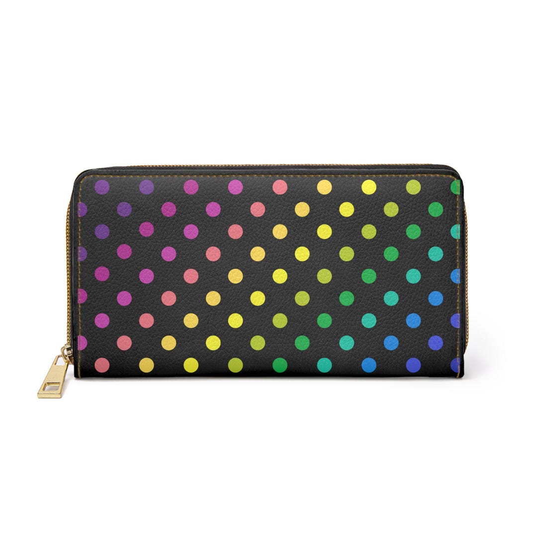 Rainbow Polka Dots Zipper Wallet | Colorful Dotted Pattern Wallet - Etsy