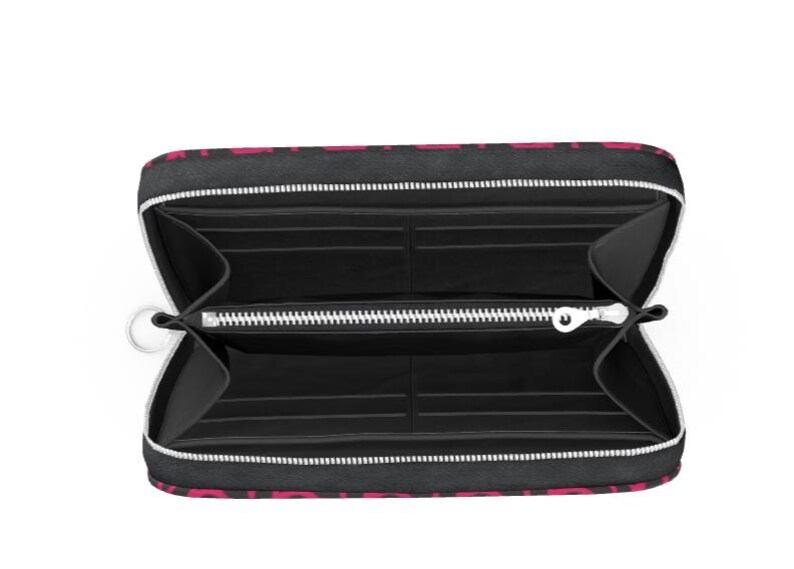 Luxury Napa Leather Custom Long Wallet – Fuchsia and Black Innii Bison ...
