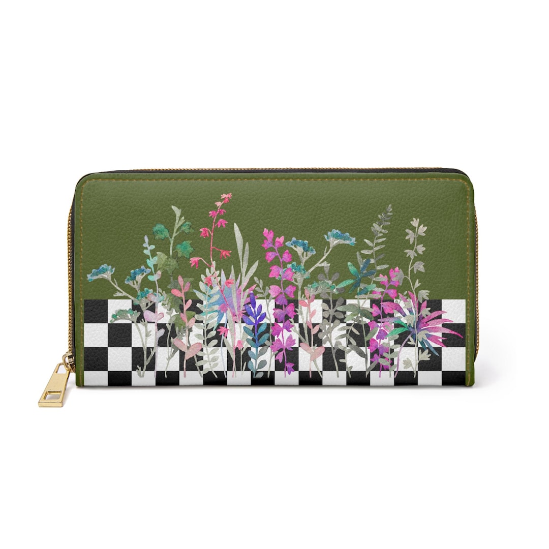 Warrior Olive and Checkers Zipper Wallet - Etsy
