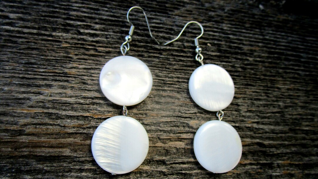 Iridescent Shell Disc Earrings - Etsy