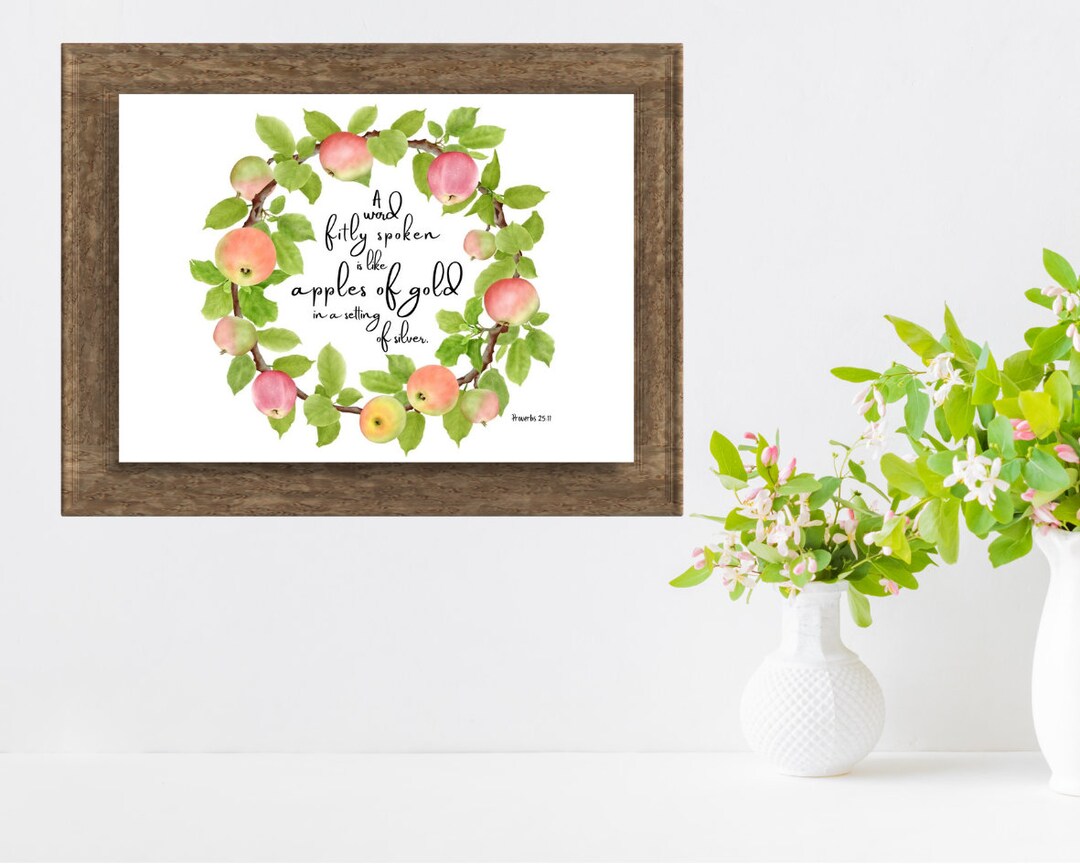 PROVERBS 25:11. Digital Download, A Word Fitly Spoken is Like Apples in ...
