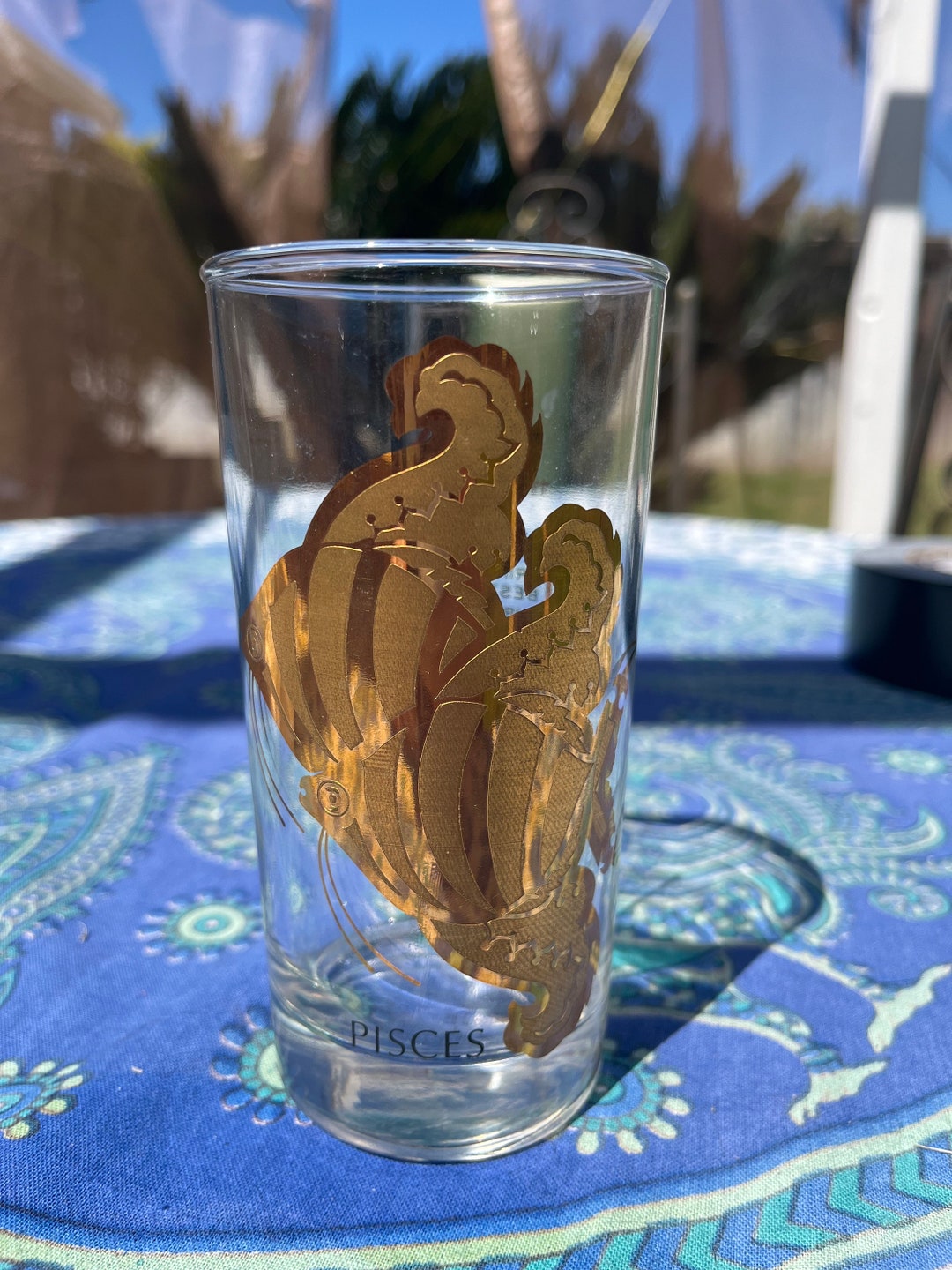 Vintage Anchor Hocking Zodiac Horoscope 22K Gold Highball Drink Glass ...