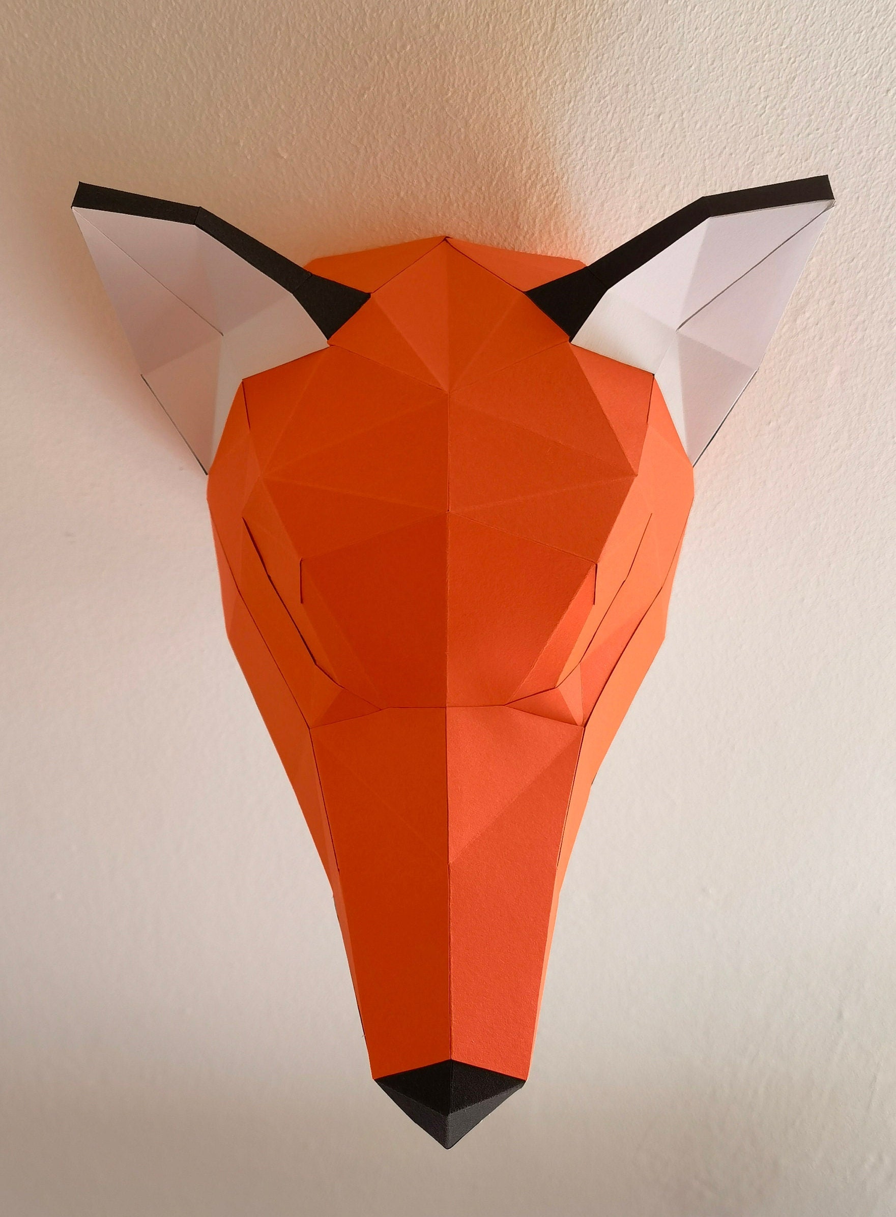 DIY Paper Sculpture Fox, 3D Paper Model Fox, DIY Wall Trophy, Origami ...