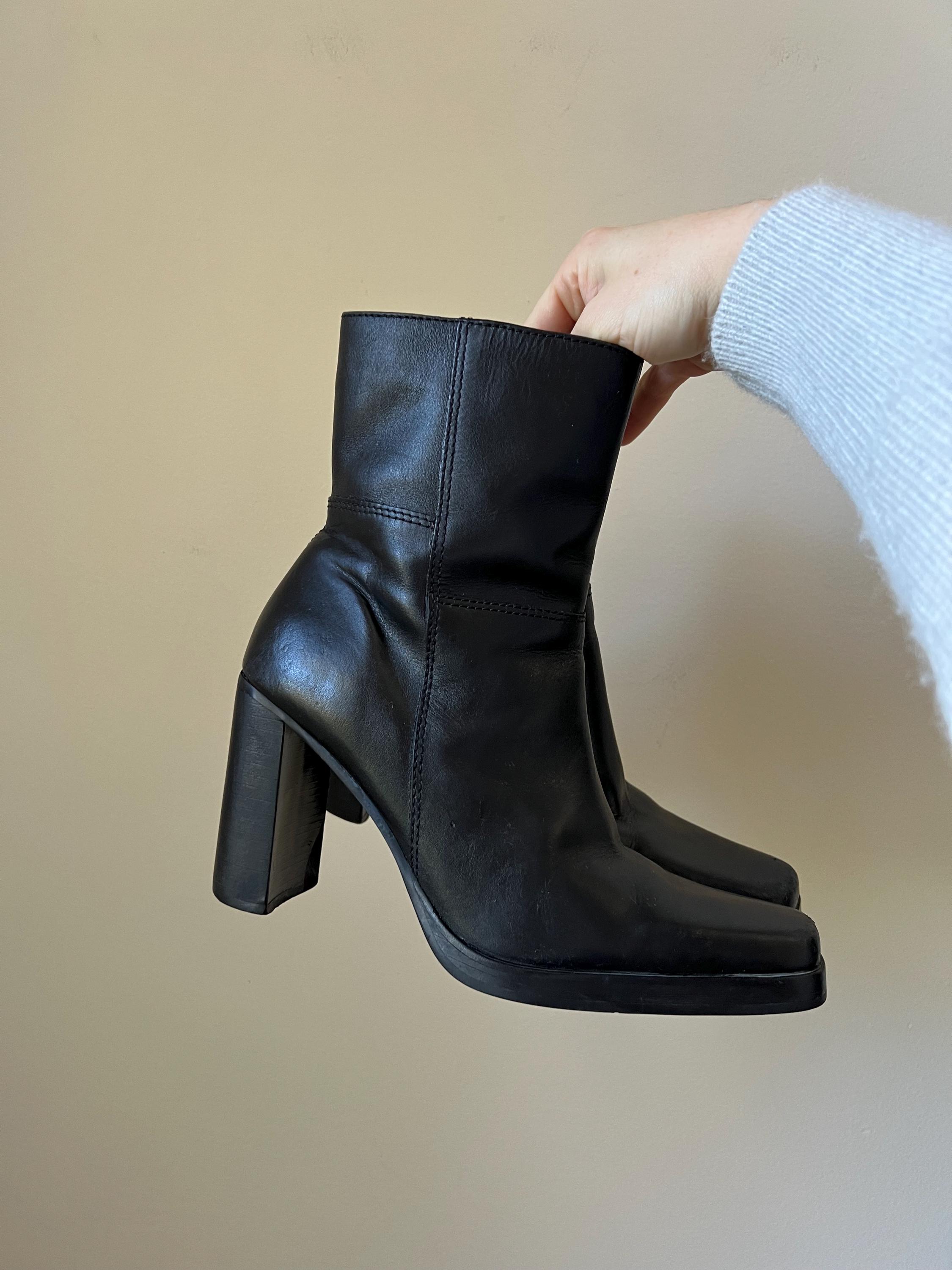 Vintage 90s Candie’s Leather Boots - 6.5 - Etsy