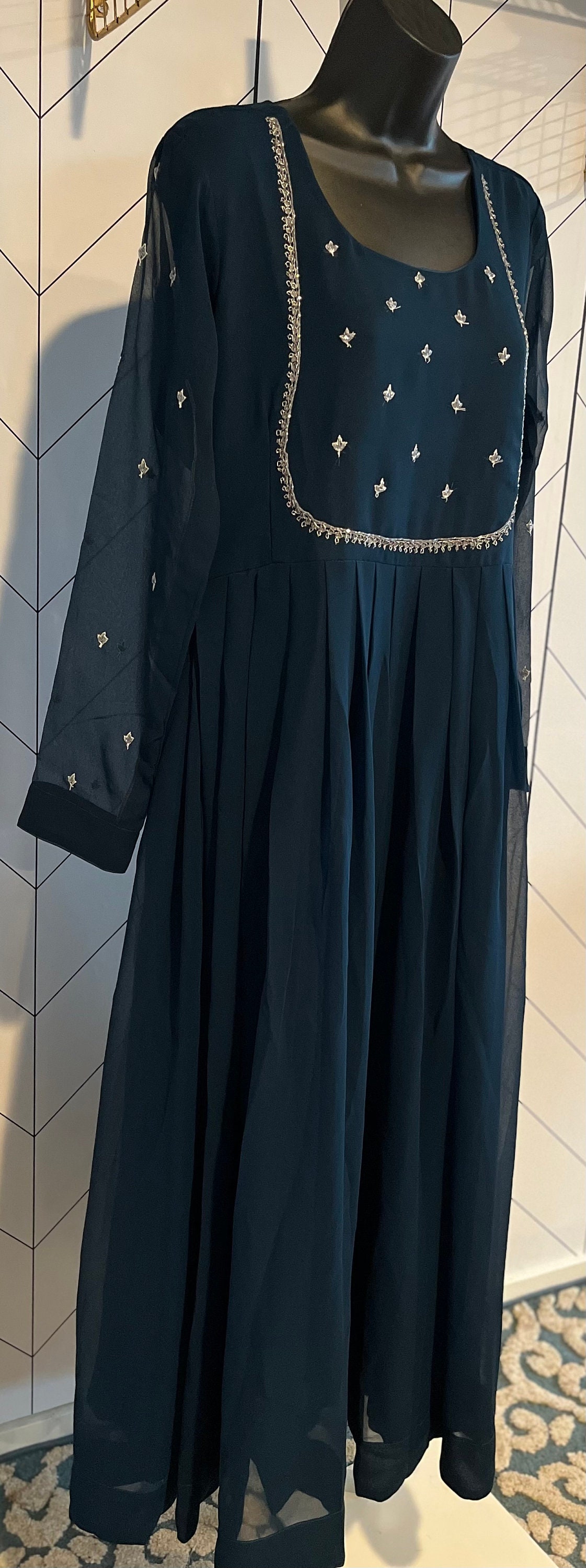 Pure Georgette Long Sequence Thread Work Dress - Etsy