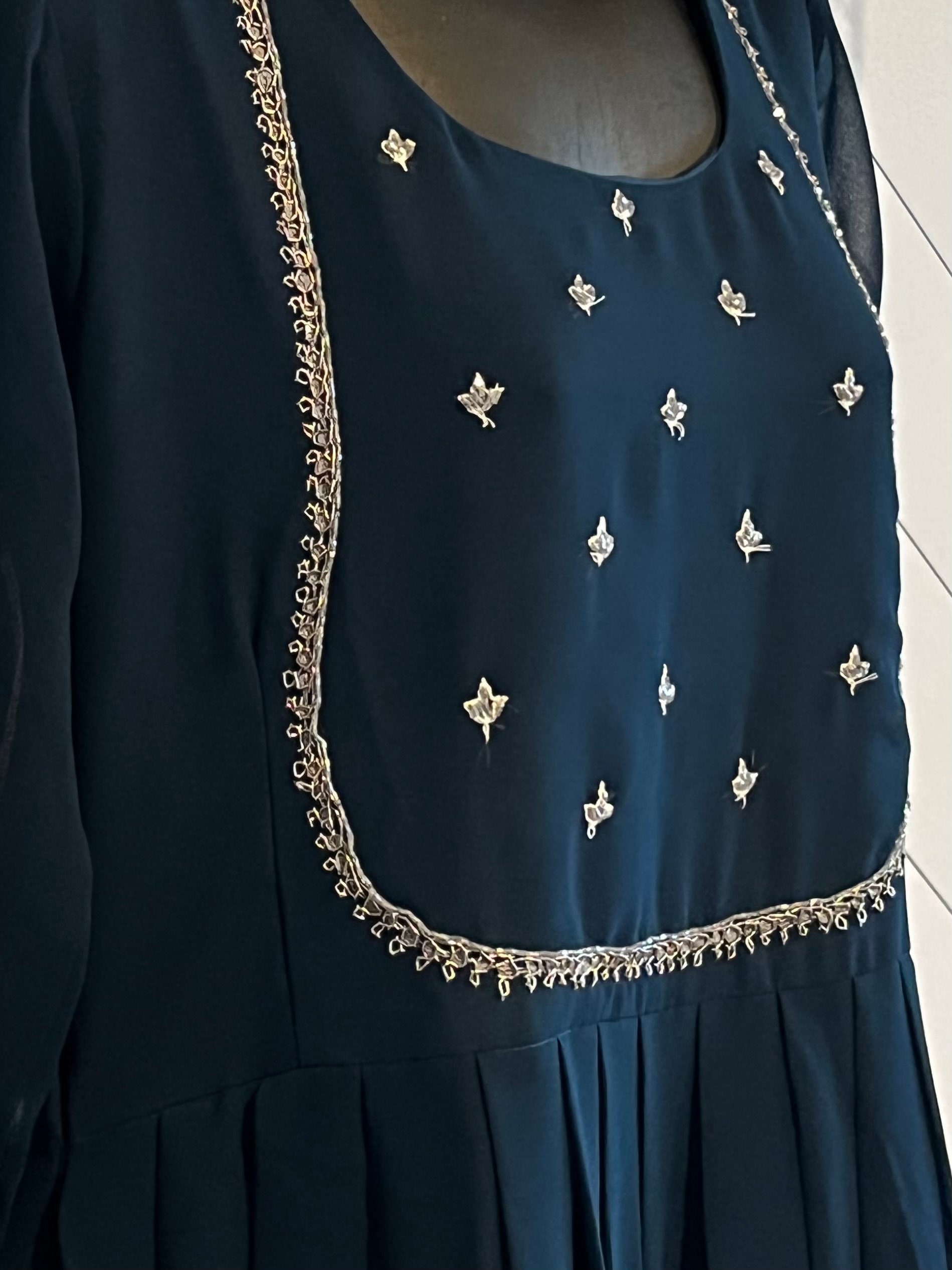 Pure Georgette Long Sequence Thread Work Dress - Etsy