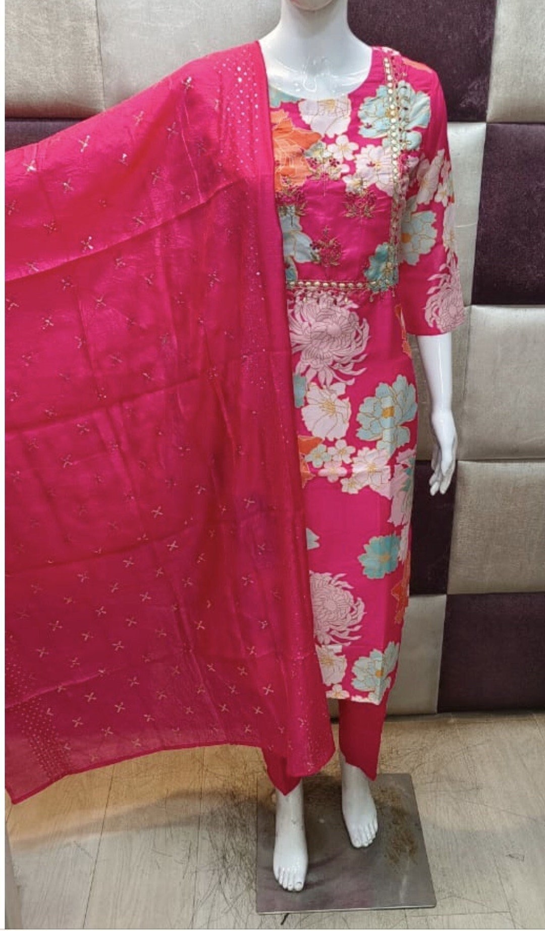 Modale Silk With Embroidery Dupatta and Neck Embroidery Dress With Pant ...