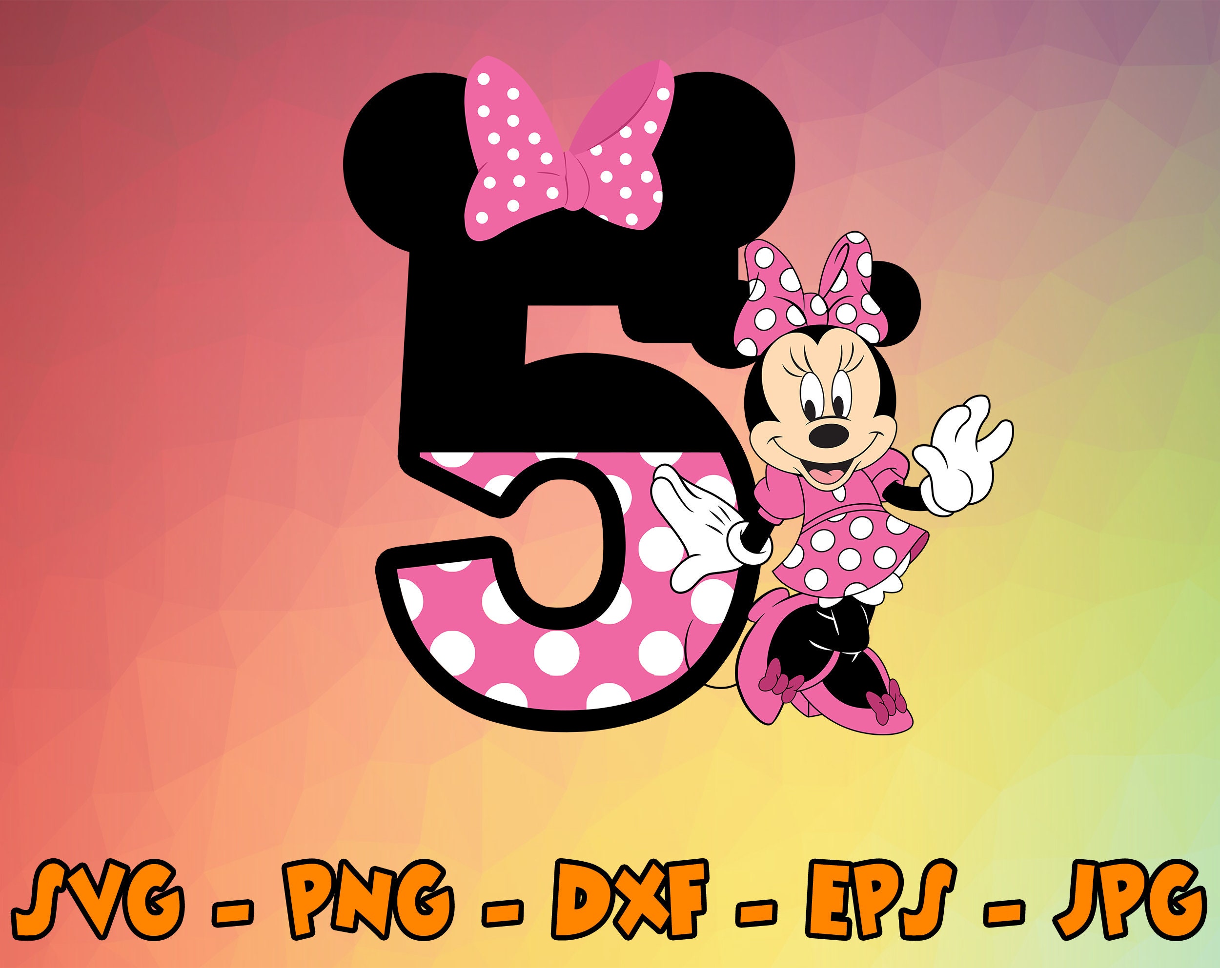 Birthday Minnie Mouse Svg, Cupcake Toppers, Cupcake Pick, 5th Birthday ...