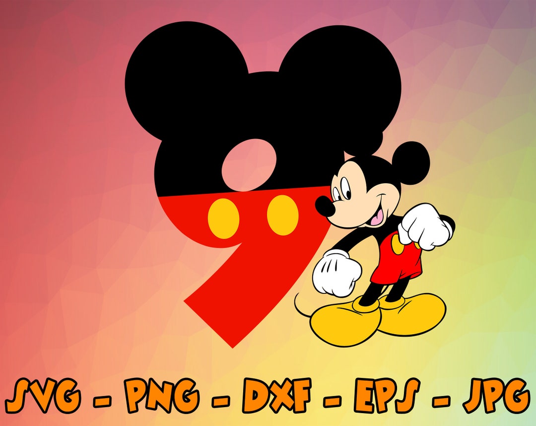 Birthday Mickey Mouse Svg, Cupcake Toppers, Cupcake Pick, 9th Birthday ...