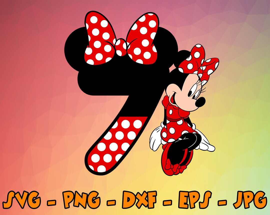 Birthday Minnie Mouse Svg, Cupcake Toppers, Cupcake Pick, 7th Birthday ...