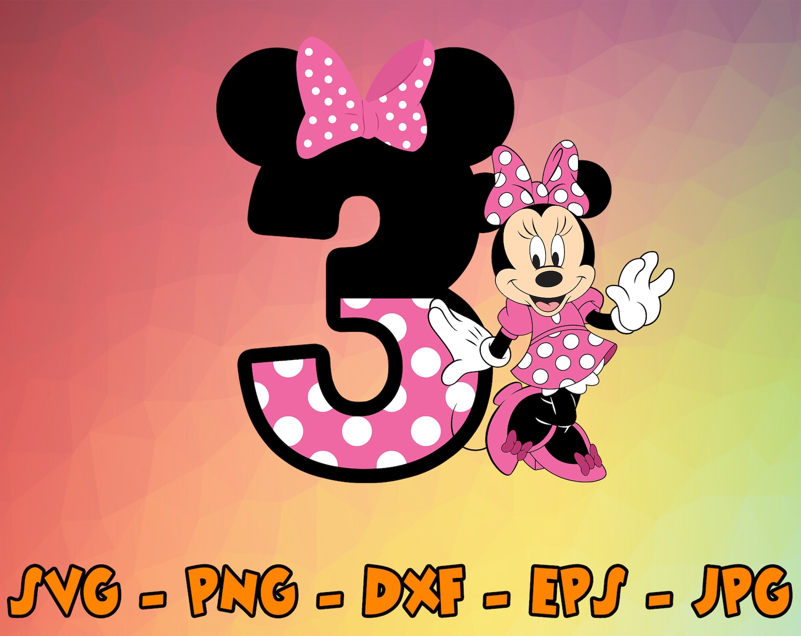 Birthday Minnie Mouse Svg, Cupcake Toppers, Cupcake Pick, 3rd Birthday ...