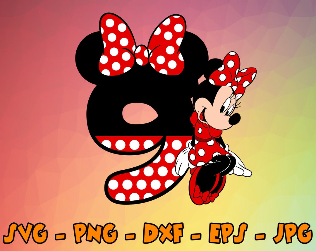 Birthday Minnie Mouse Svg, Cupcake Toppers, Cupcake Pick, 9th Birthday ...