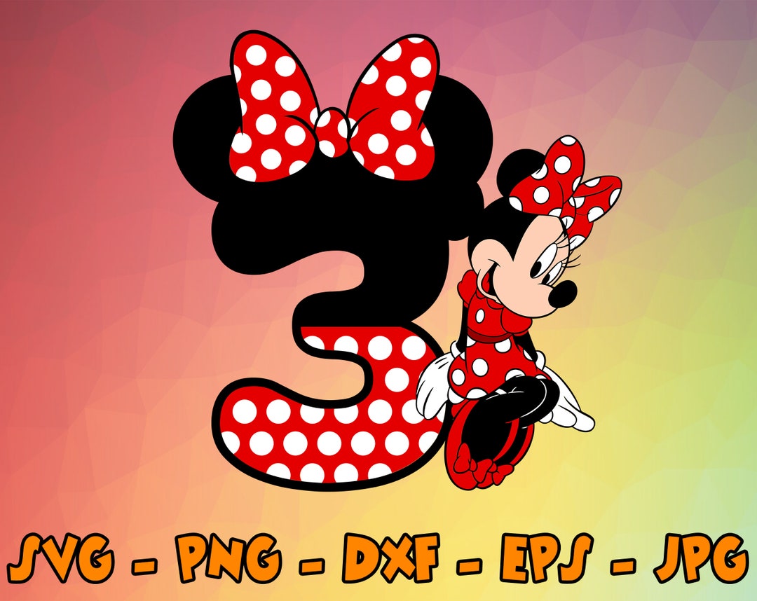 Birthday Minnie Mouse Svg, Cupcake Toppers, Cupcake Pick, 3rd Birthday ...