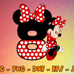 Birthday Minnie Mouse Svg, Cupcake Toppers, Cupcake Pick, 8th Birthday ...