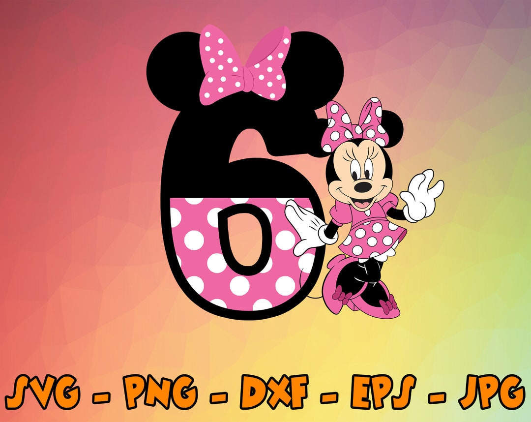 Birthday Minnie Mouse Svg, Cupcake Toppers, Cupcake Pick, 6th Birthday ...