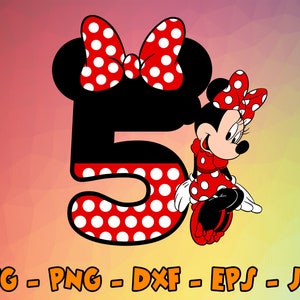 Birthday Minnie Mouse Svg, Cupcake Toppers, Cupcake Pick, 5th Birthday ...