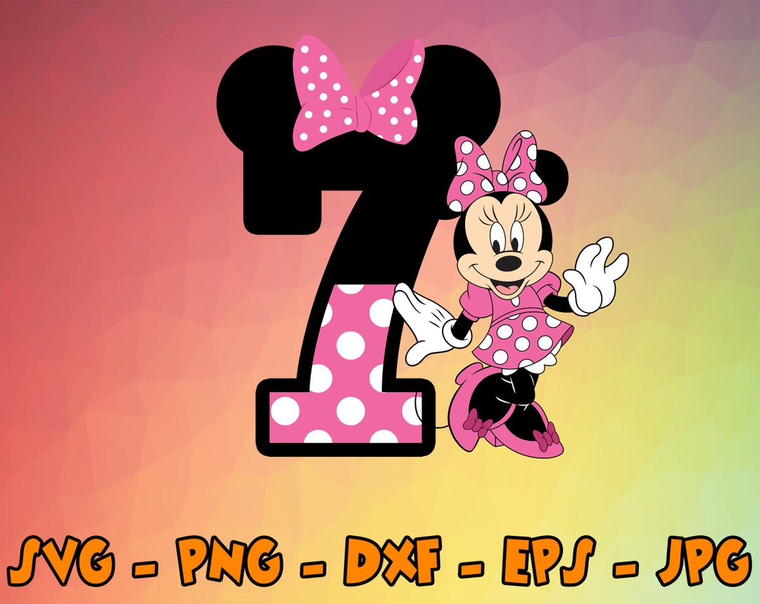 Birthday Minnie Mouse Svg, Cupcake Toppers, Cupcake Pick, 7th Birthday ...