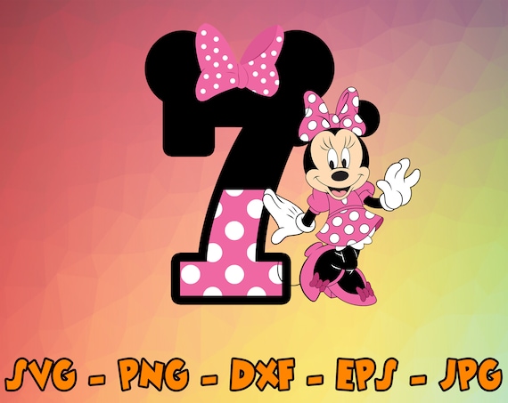 Birthday Minnie Mouse Svg Cupcake Toppers Cupcake Pick 7th - Etsy