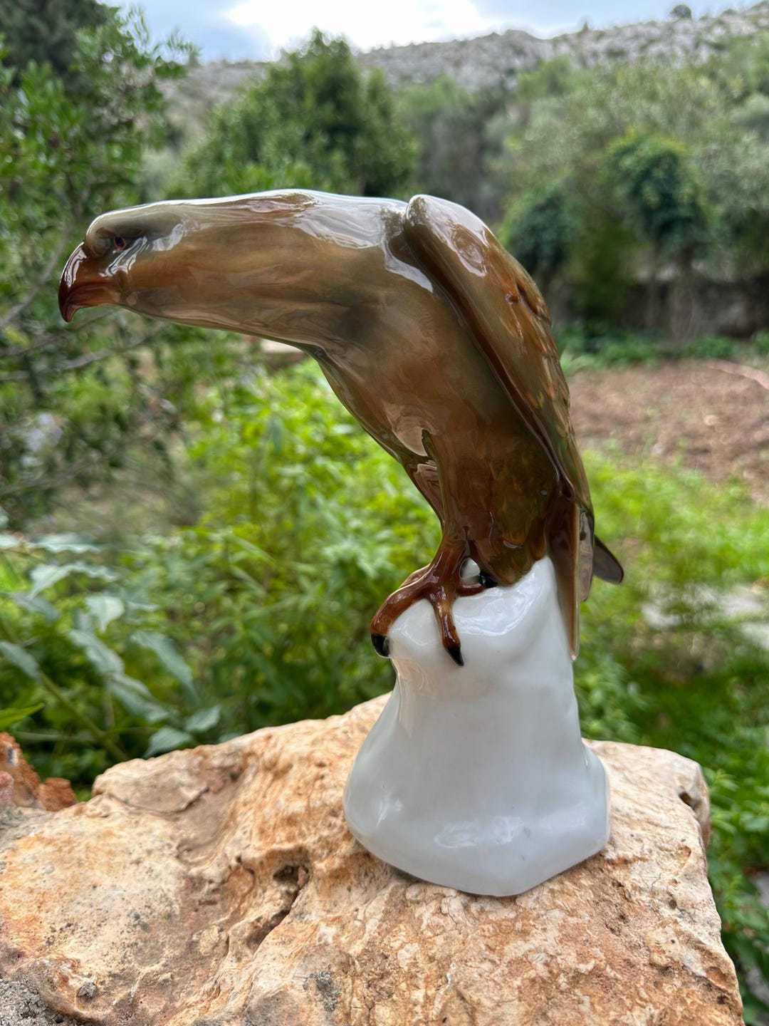 Bird of Prey Eagle in German Porcelain Goebel Manufacture Signed ...