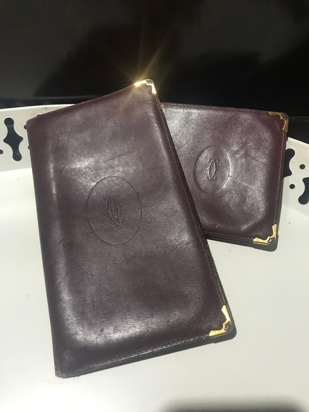 Cartier Card Holder Set 2 Items in Retro Vintage Burgundy Leather - Etsy