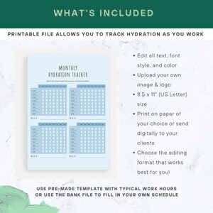 Printable Hydration Tracker, Water Tracker, Instant Download for Goal ...