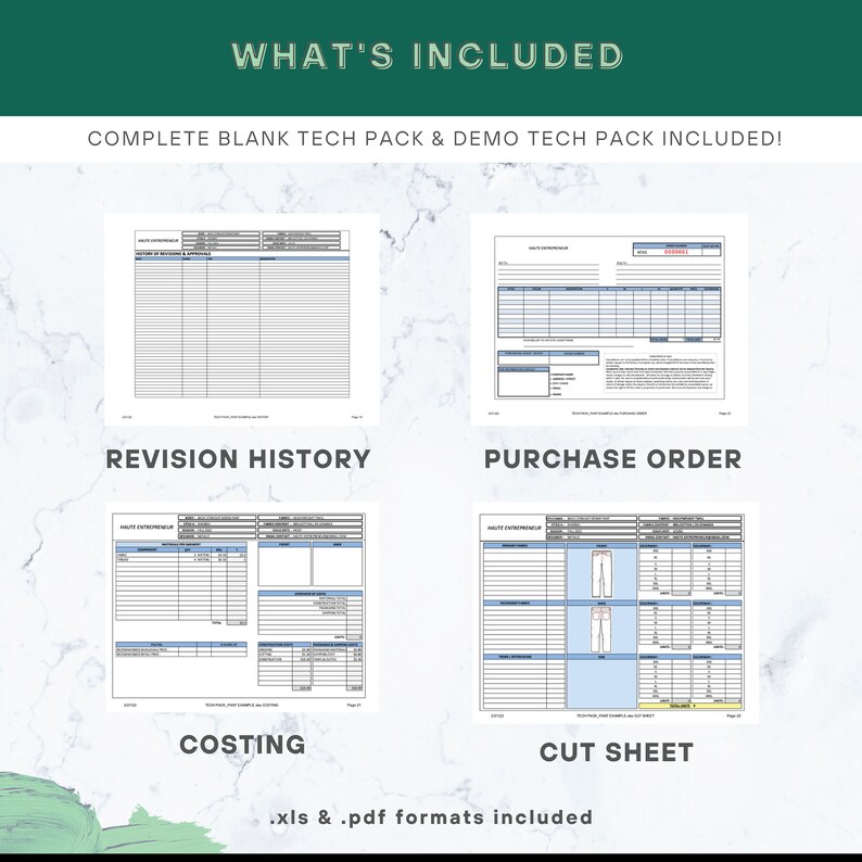 Excel Tech Pack Template - Professional Fashion Tech Pack Template - Etsy