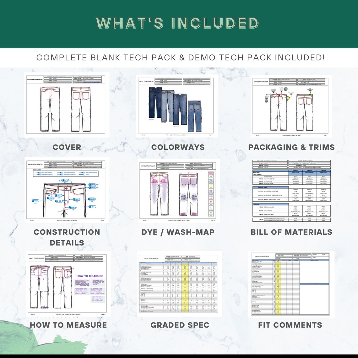 Excel Tech Pack Template - Professional Fashion Tech Pack Template - Etsy