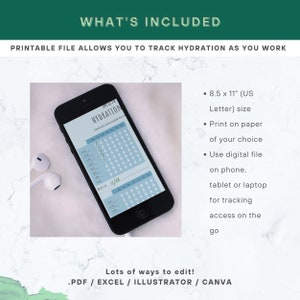 Printable Hydration Tracker, Water Tracker, Instant Download for Goal ...