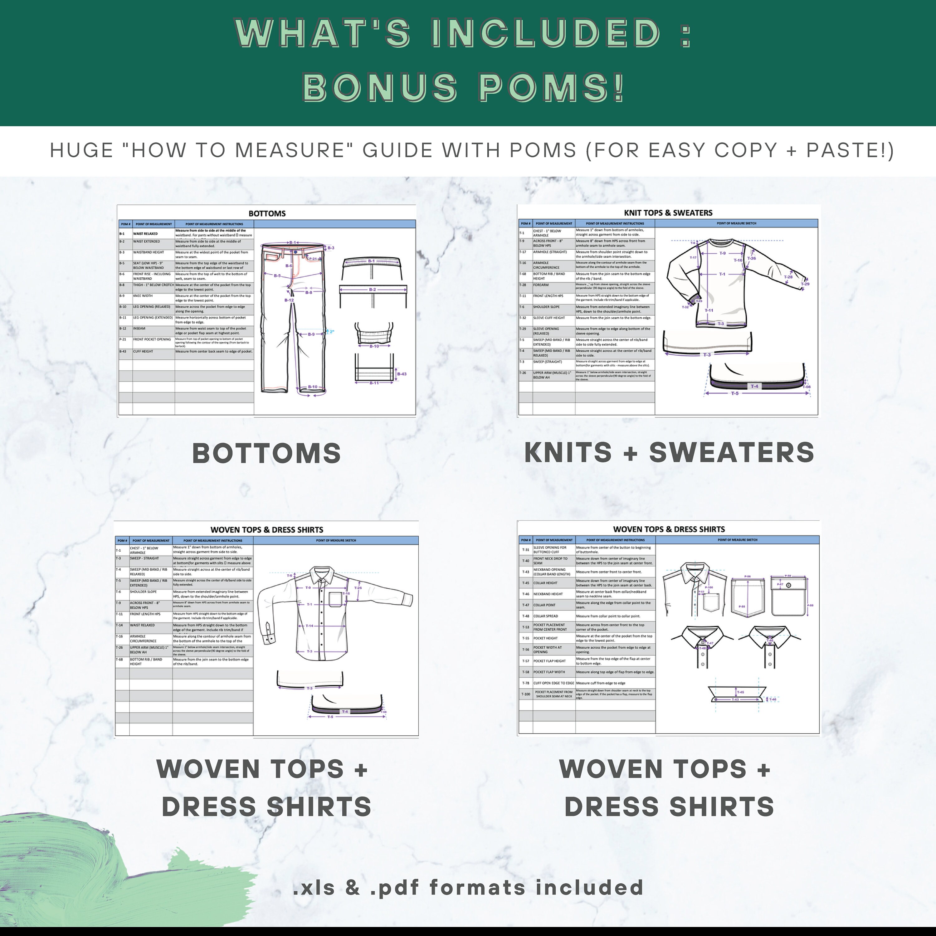 Excel Tech Pack Template - Professional Fashion Tech Pack Template - Etsy