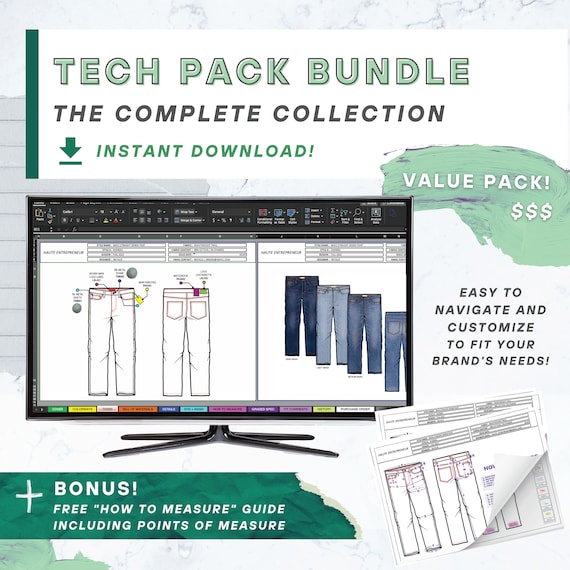Excel Tech Pack Template Professional Fashion Tech Pack | Etsy