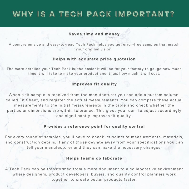 Excel Tech Pack Template - Professional Fashion Tech Pack Template - Etsy