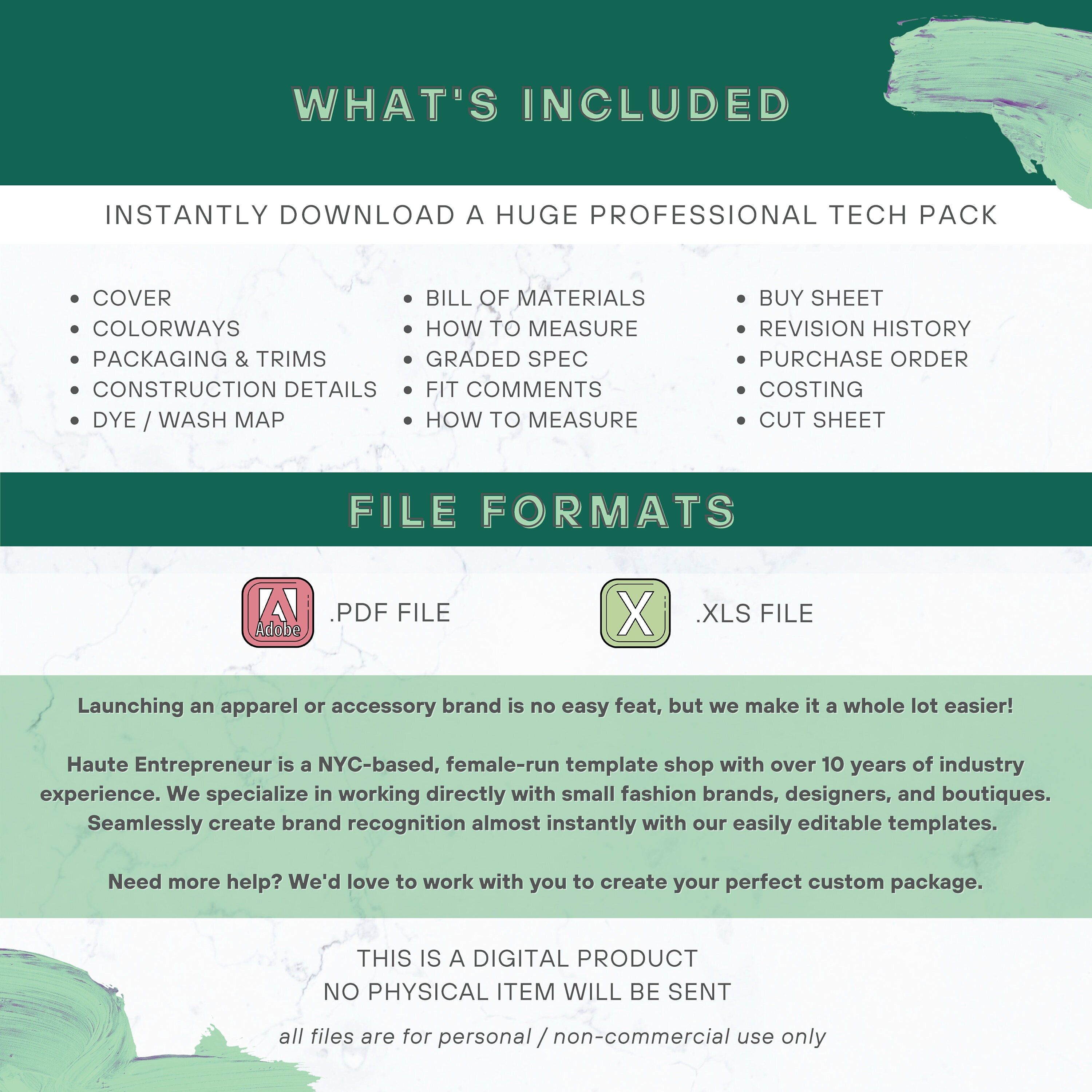 Excel Tech Pack Template - Professional Fashion Tech Pack Template - Etsy