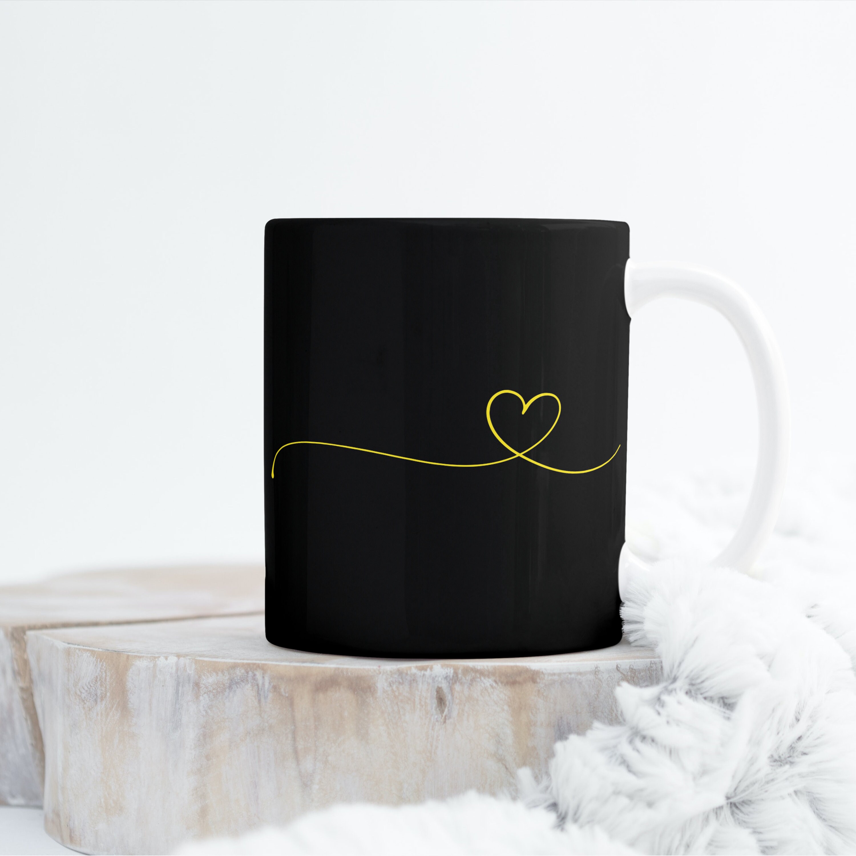 Horizontal Heart Line Art: Black, White & Yellow (digital Download) - Etsy