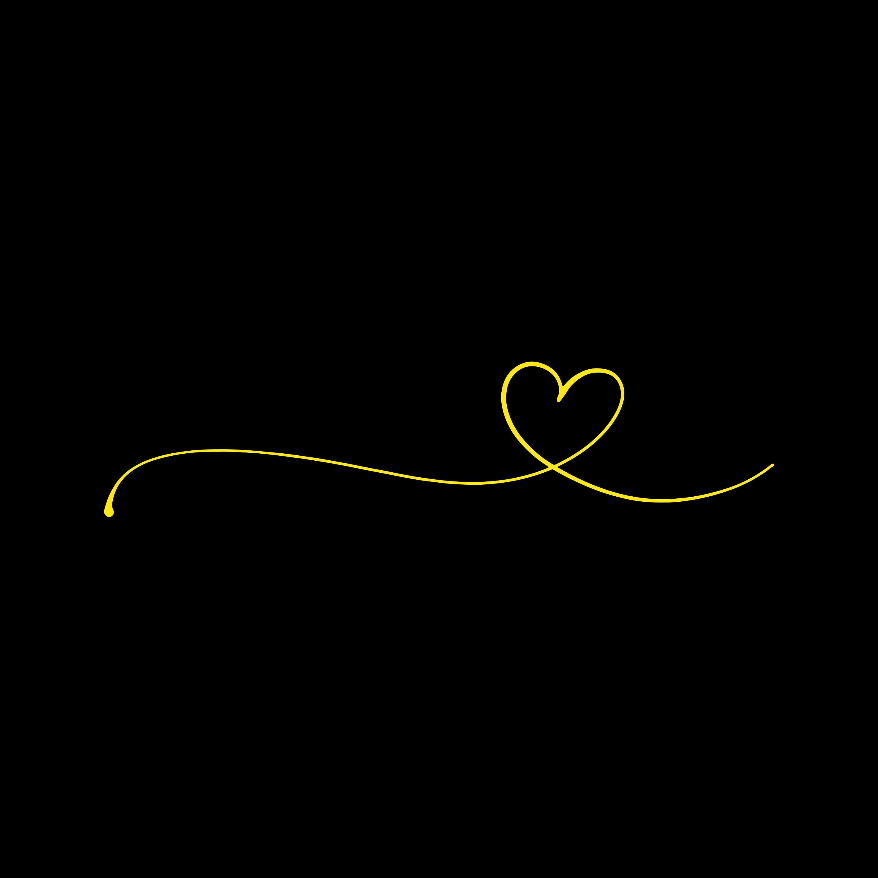 Horizontal Heart Line Art: Black, White & Yellow (digital Download) - Etsy
